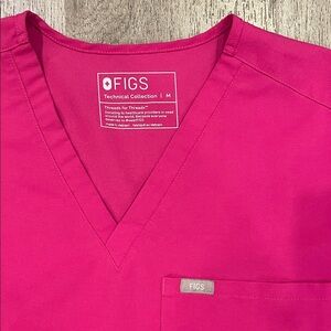 Figs | Other | M Figs Hot Pink Scrub Set With Blue Accents | Poshmark